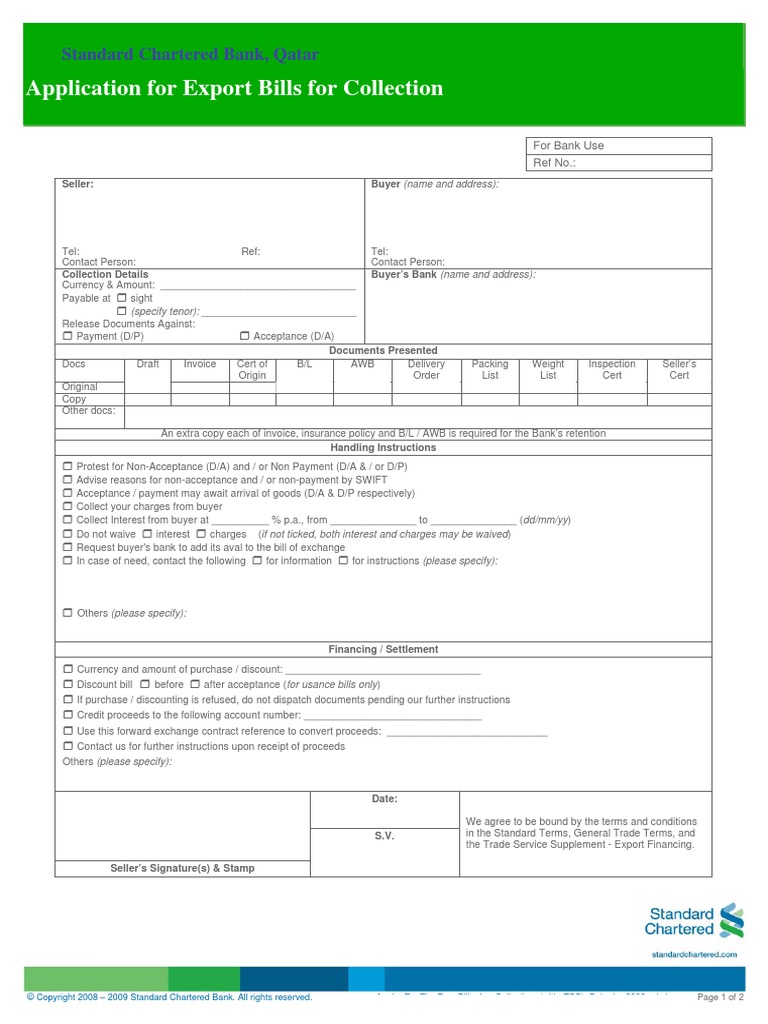 Application For Export Bills For Collection | PDF | Invoice | Financial ...