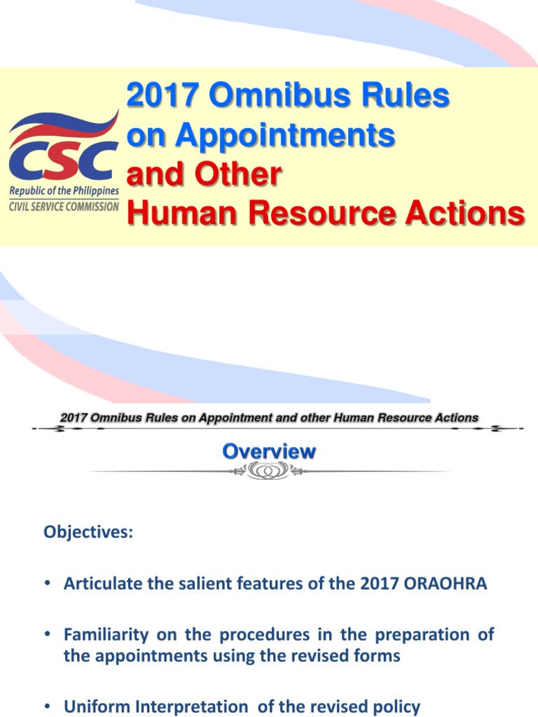 2017 Omnibus Rules on Appointments | PDF | Civil Service | Employment