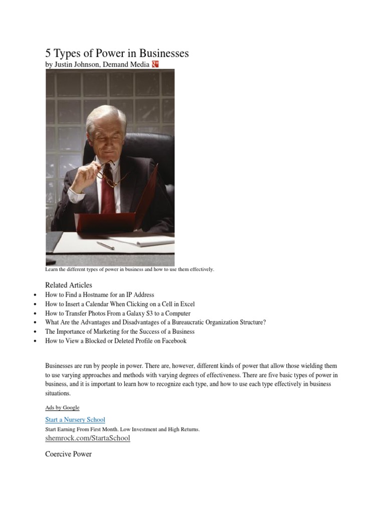 5 Types of Power in Businesses | PDF | Employment | Expert