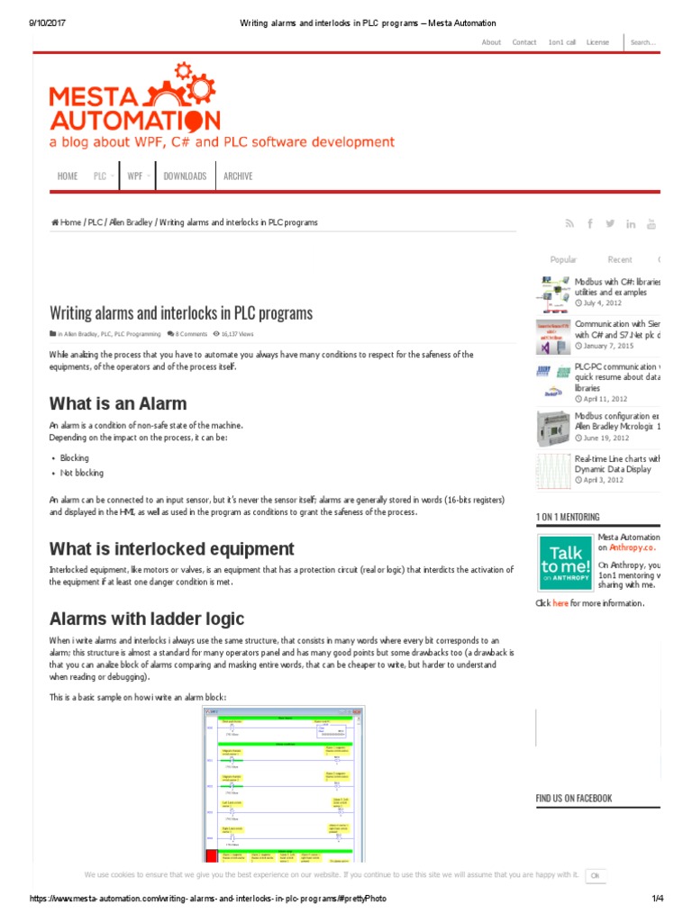 Writing Alarms and Interlocks in PLC Programs - Mesta Automation | PDF ...