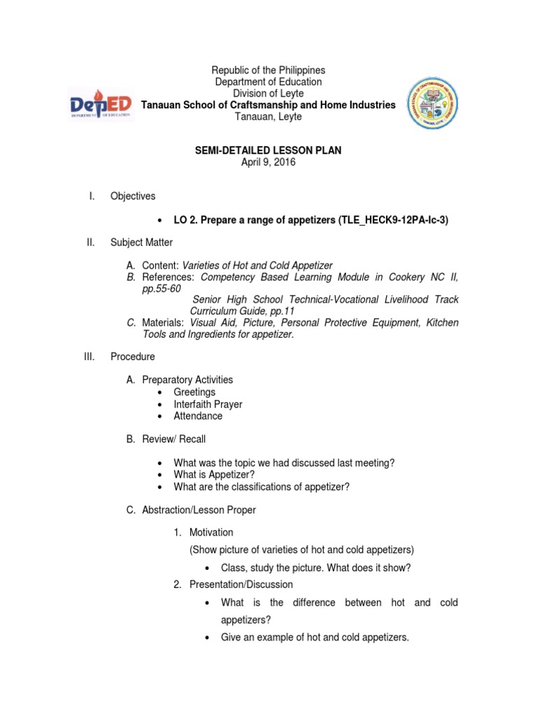 Lesson Plan Shs | PDF | Lesson Plan | Cognition