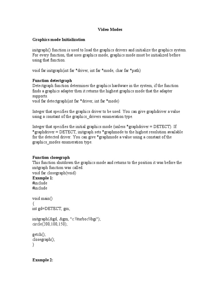 Video Modes | PDF | Integer (Computer Science) | Function (Mathematics)