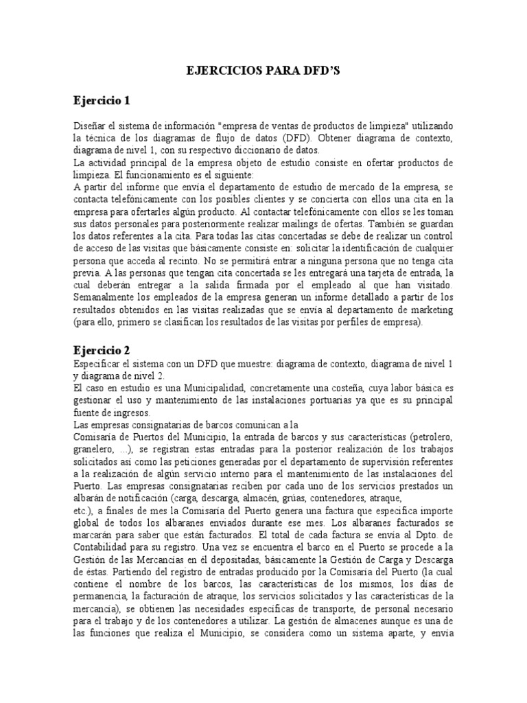 Ejercicios para DFD | PDF | Puerto | Almacén