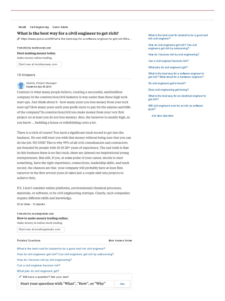 What Is The Best Way For A Civil Engineer To Get Rich - Quora | PDF ...