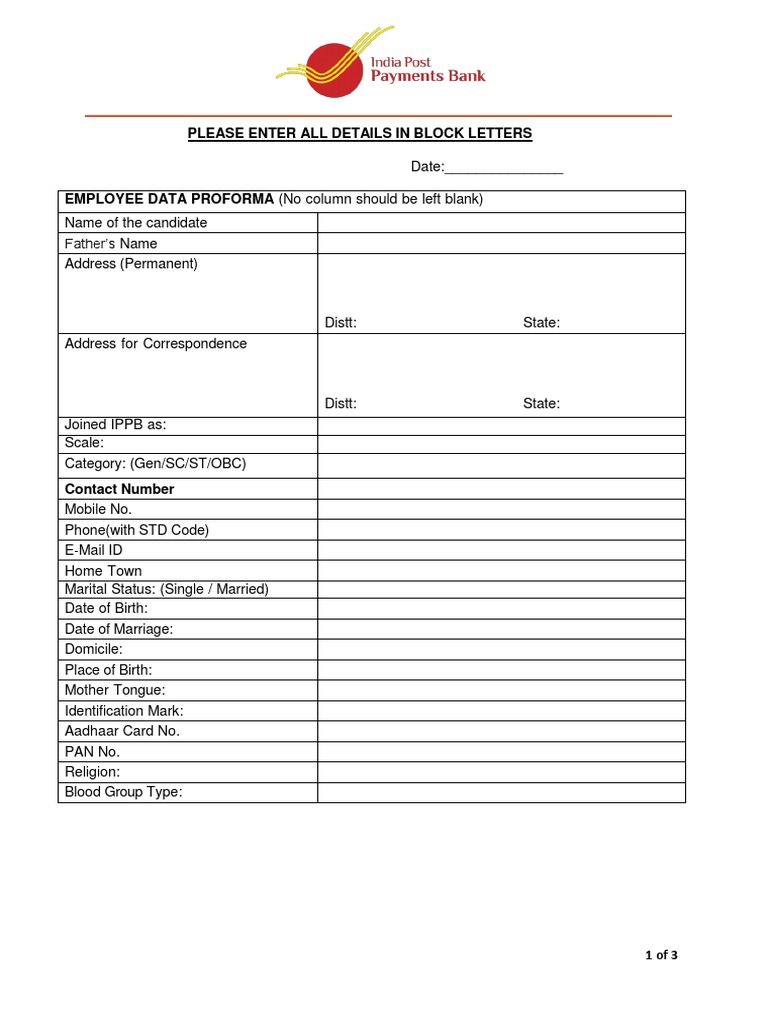Employee Data Proforma 10 | PDF