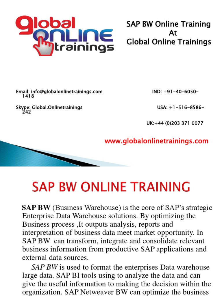 SAP BW Online Training at Global Online Trainings | PDF | Business ...