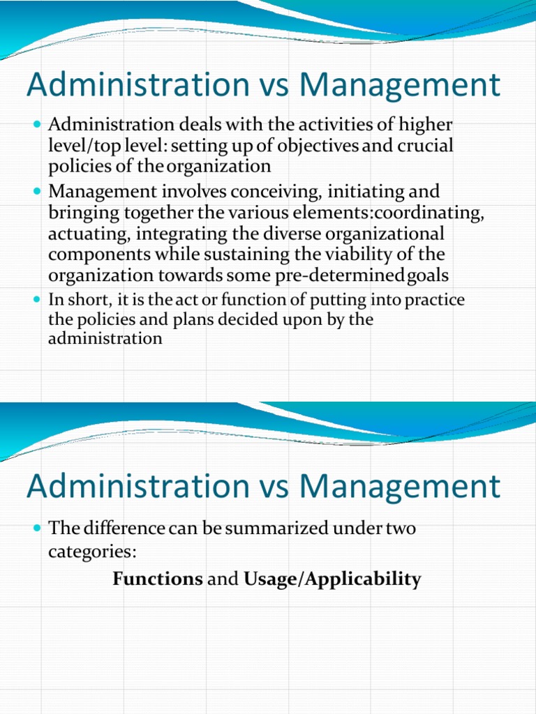 Management Vs Administration | PDF | Business