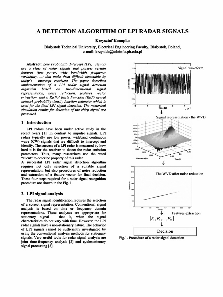 A Detecton Algorithm of Lpi Radar Signals | PDF | Spectral Density ...
