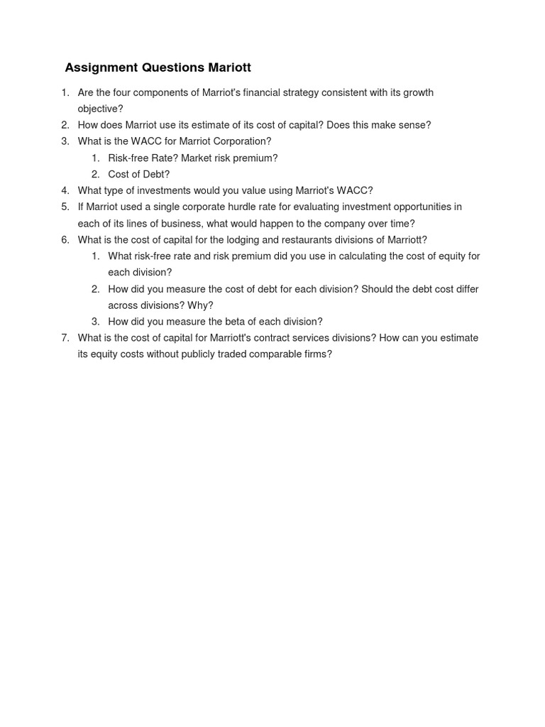 Assignment Questions Marriott | PDF