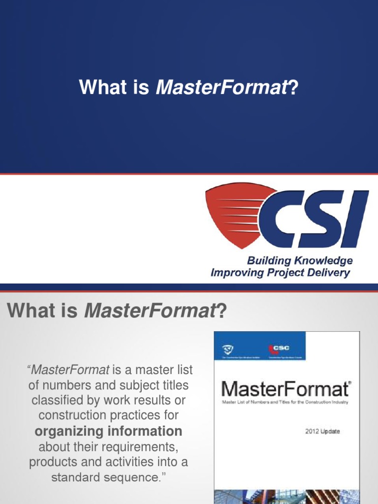 Understanding MasterFormat Structure | PDF | Specification (Technical ...