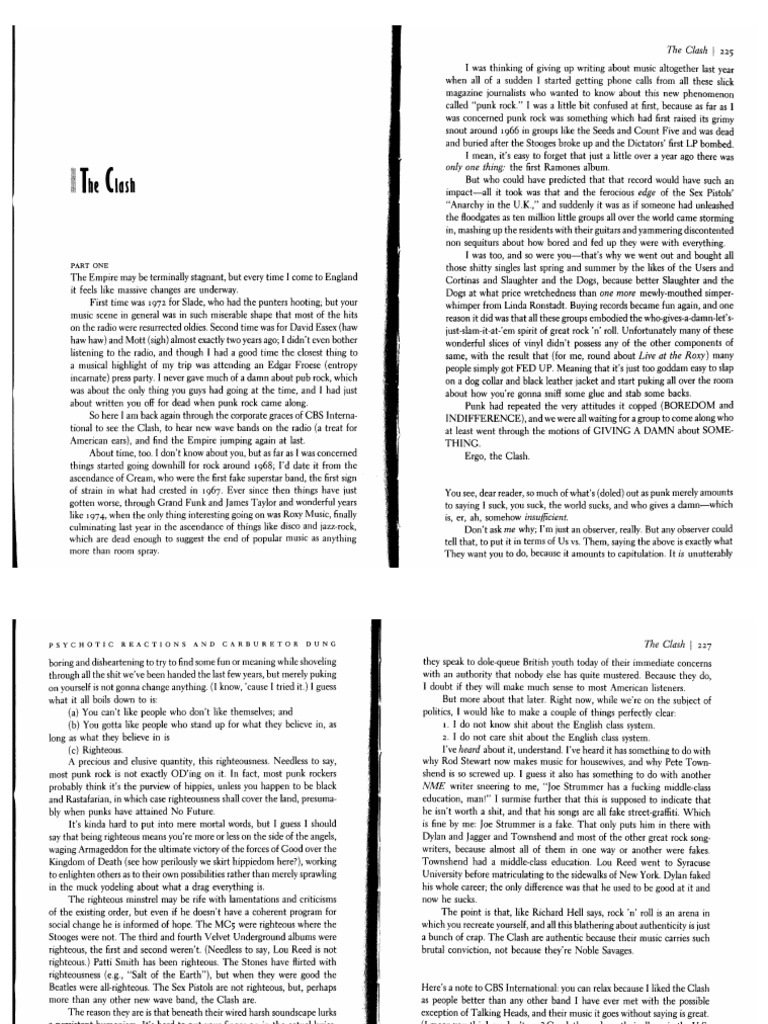 Lester Bangs The Clash PDF | PDF