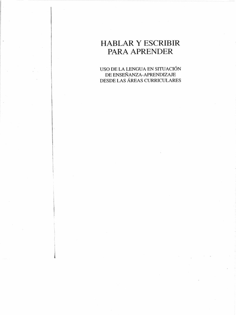 Hablar y Escribir para Aprender | PDF