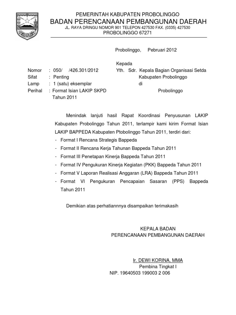 Surat Format Lakip 2011 | PDF