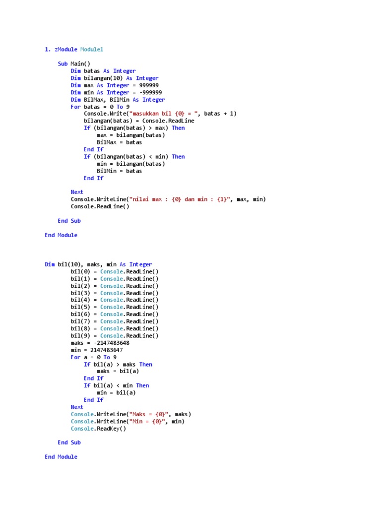 Find Max and Min in VB.NET Array | PDF