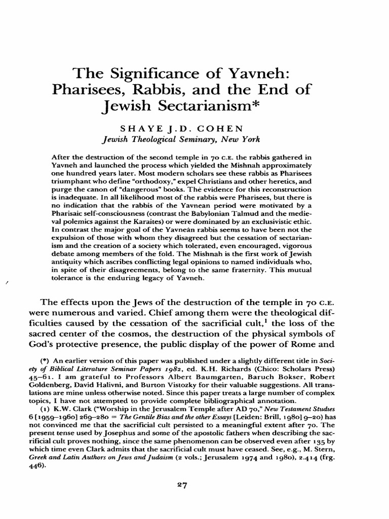 The Significance of Yavneh PDF | PDF | Pharisees | Rabbi