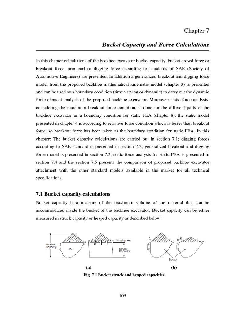 Excavator Bucket Capacity and Forces | PDF | Bending | Finite Element ...