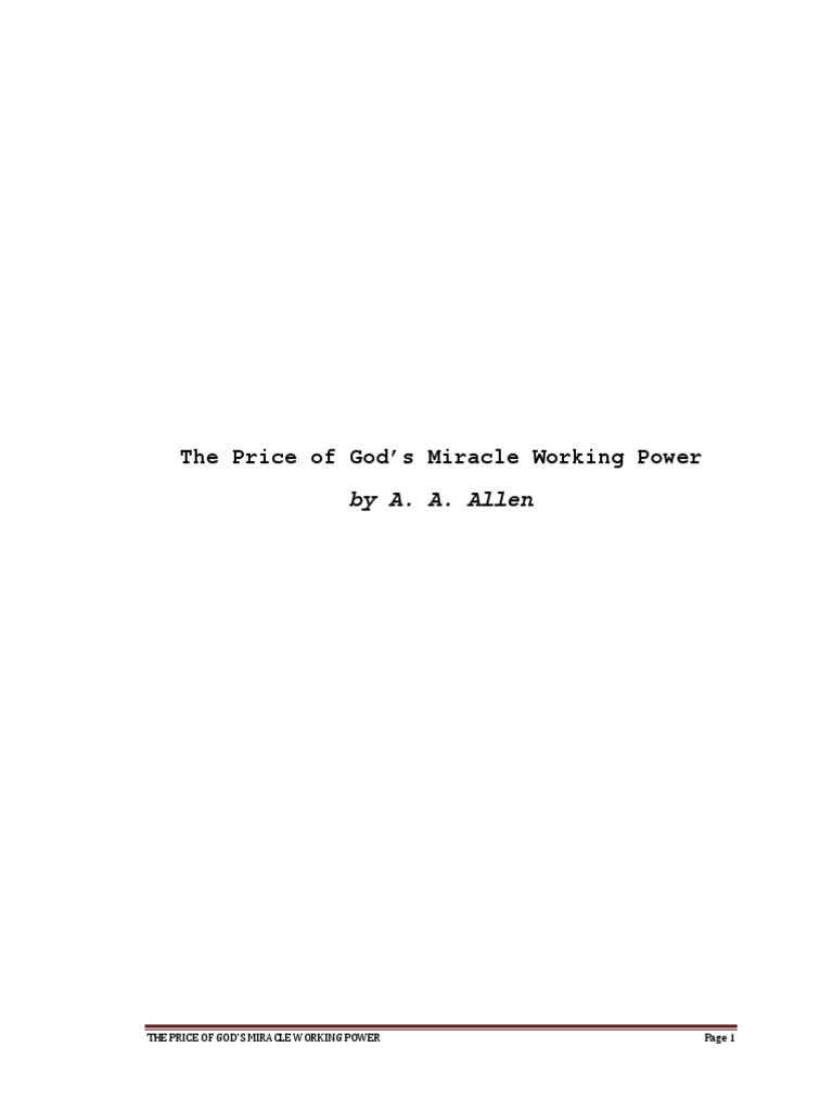 The Price of God's Miracle Working Power | Download Free PDF ...
