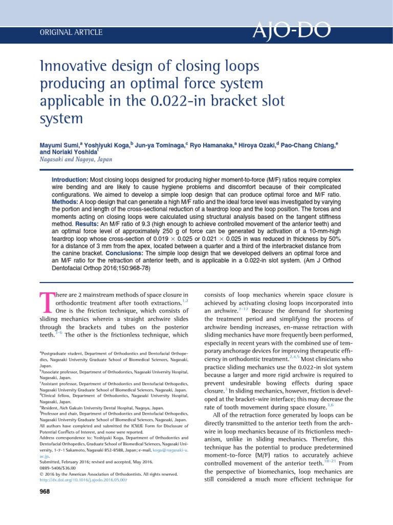 Optimal Force in Orthodontic Closing Loops | PDF | Cross Section ...