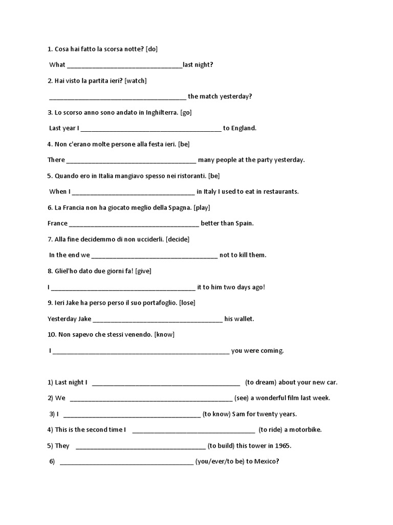 Simple Past Esercizi | PDF