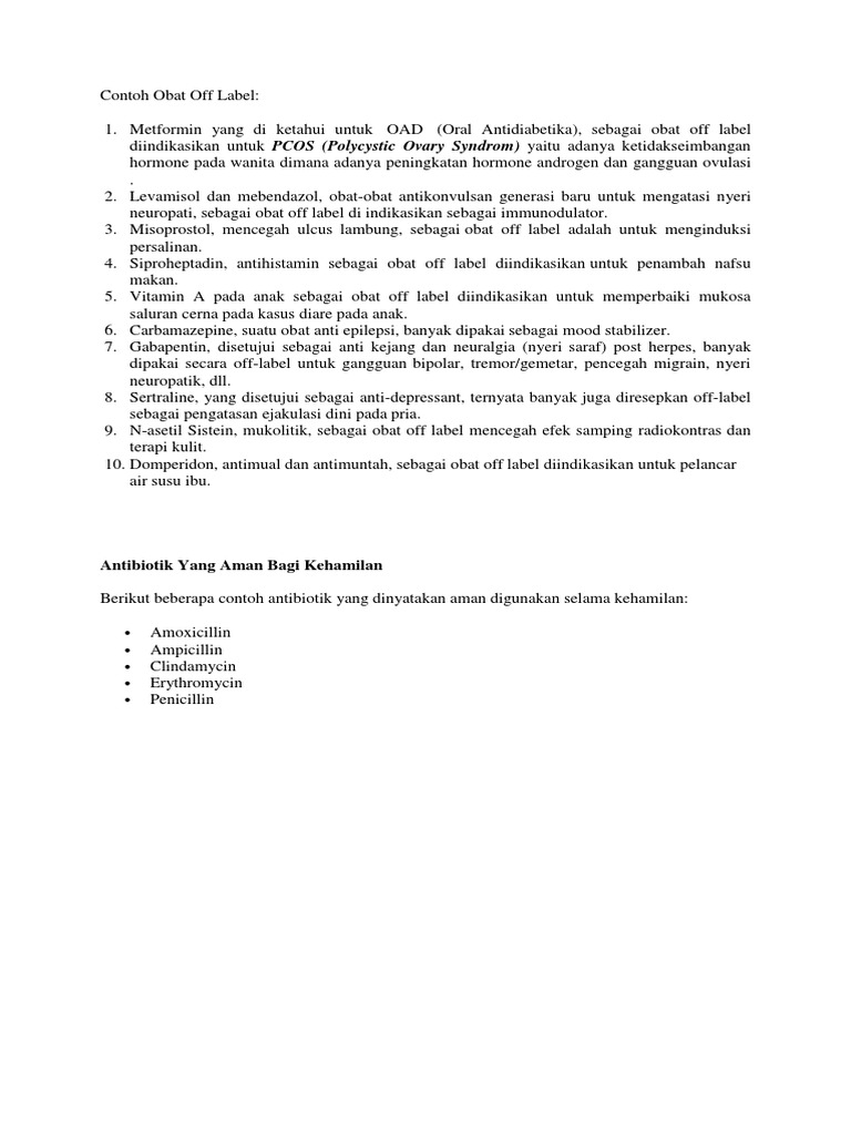 Contoh Obat Off Label | PDF