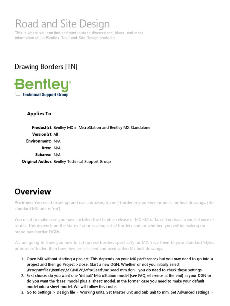 Road and Site Design: Drawing Borders (TN) | PDF | Computing ...