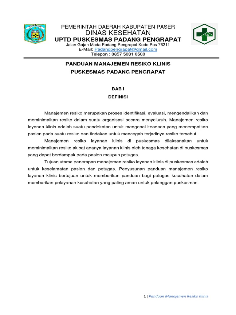 Panduan Manajemen Risiko Klinis | PDF
