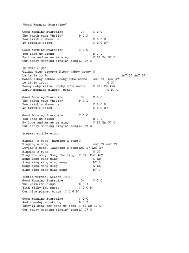 "Good Morning Starshine Lyrics" | PDF