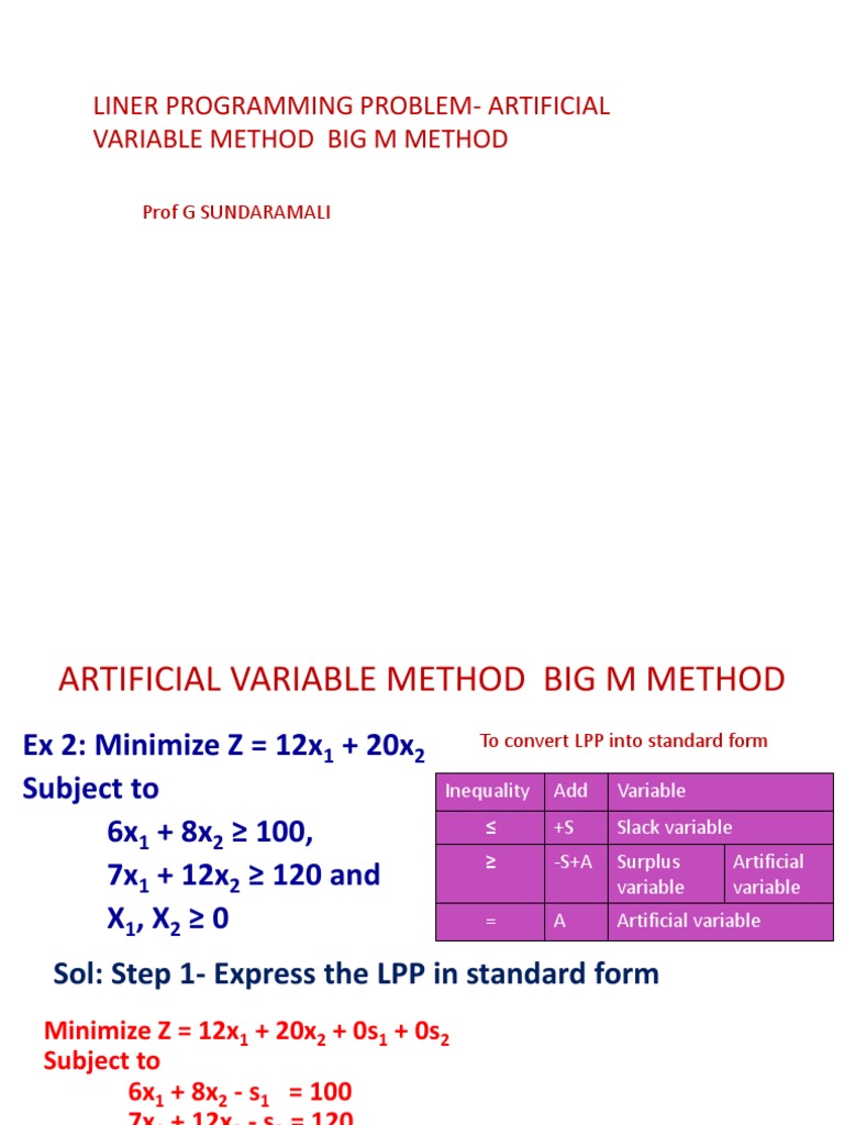 LPP - Big M Method | PDF | Linear Programming | Computer Science
