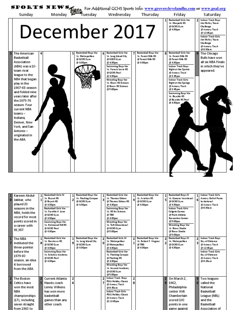 Sports Calendar - December 2017 | PDF | National Basketball Association ...