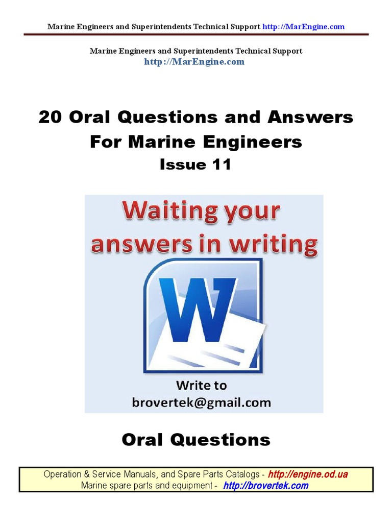 20 Oral Questions and Answers For Marine Engineers: Issue 11 | PDF ...