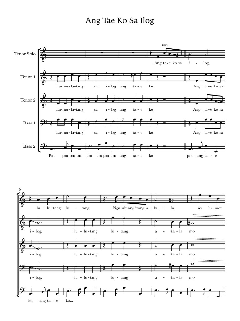 Ang Tae Ko Sa Ilog - 1st Verse | PDF