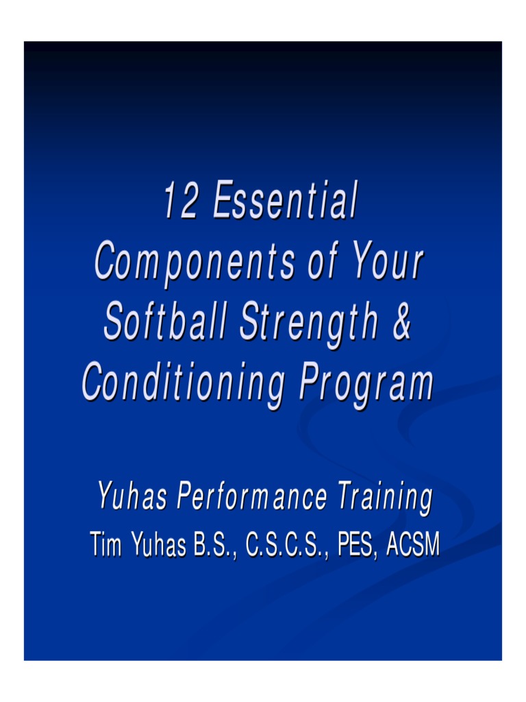 12EssentialComponents Softball | PDF | Flexibility (Anatomy) | Physical ...