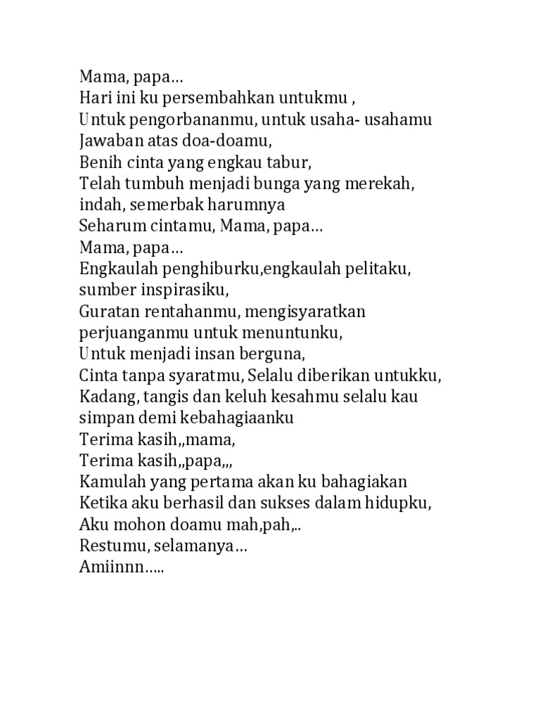 Puisi Mama Dan Papa | PDF