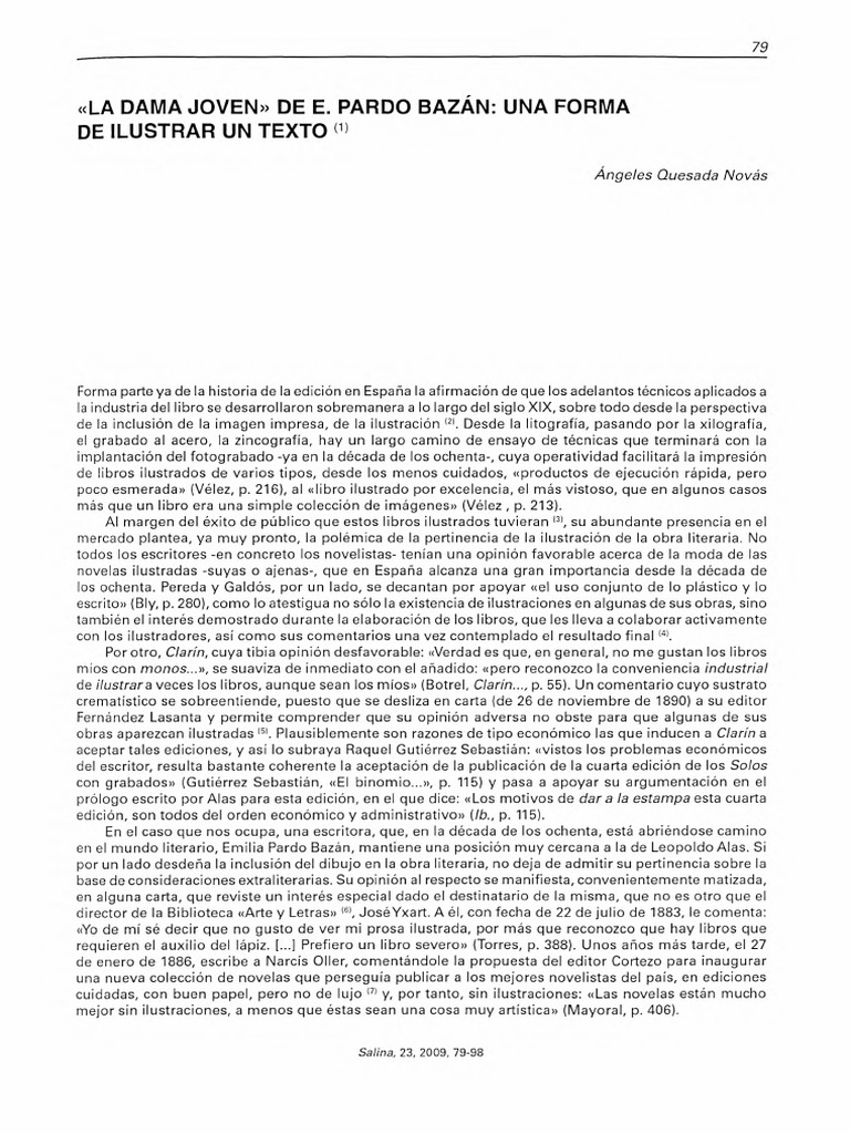 La Dama Joven de e Pardo Bazan Una Forma de Ilustrar Un Texto | PDF | Novelas | Narración