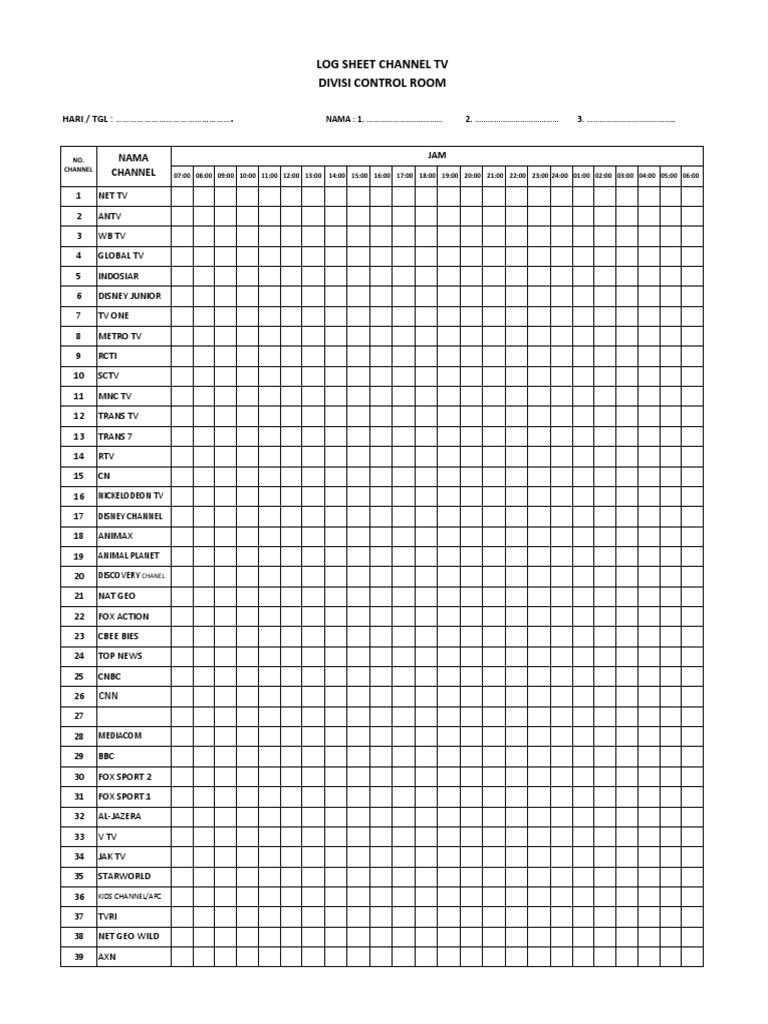 Log Sheet TV | PDF