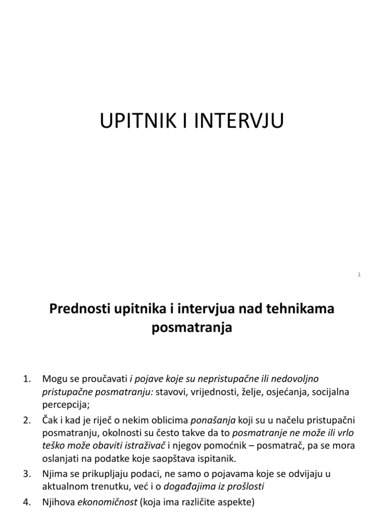 Upitnik I Intervju Ssoc Psih II IV | PDF