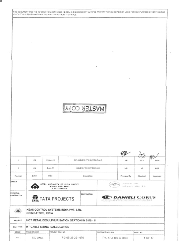 HT Cable Sizing Calculation Guide | PDF | Insulator (Electricity) | Electrical Wiring