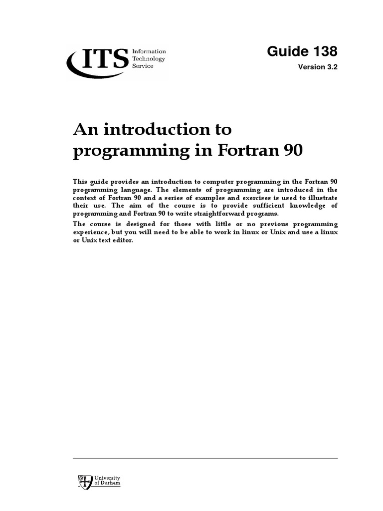 An Introduction To Programming In Fortran 90 Pdf Subroutine Data Type