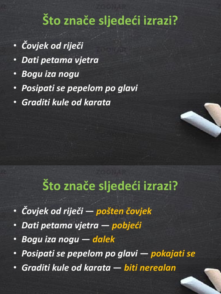 Frazemi Obrada 8. Razred Hrvatski Jezik | PDF