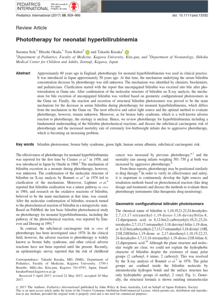 Phototherapy For Neonatal Hyperbilirubinemia 2017 | PDF | Chemistry ...