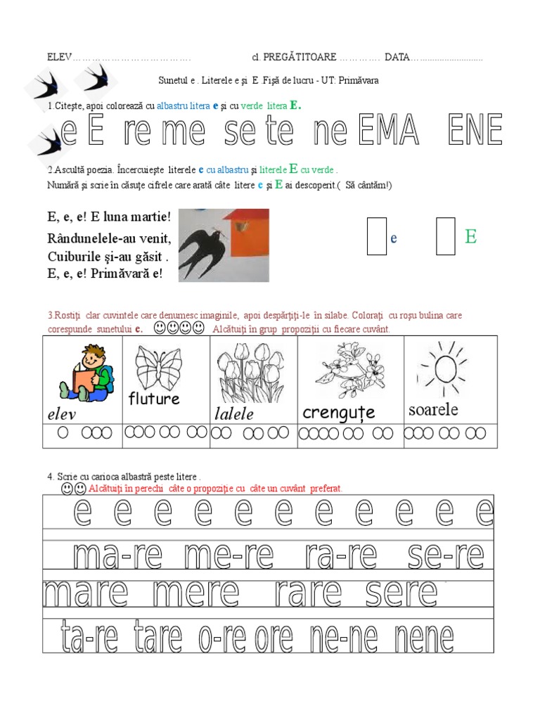 Sunetul Si Litera e Mic de Tipar | PDF