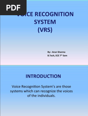 Voice Recognition System Ppt