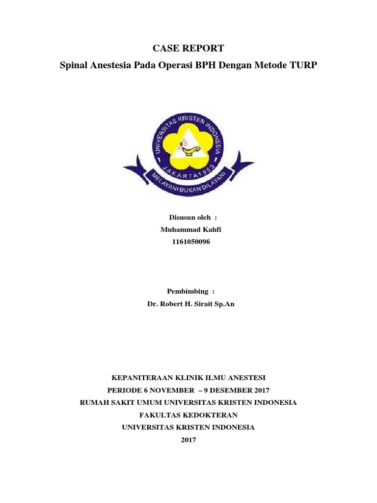 Spinal Anestesia untuk TURP BPH | PDF