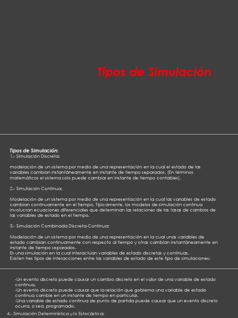 Tipos de Simulacion | PDF | Estocástico | Simulación