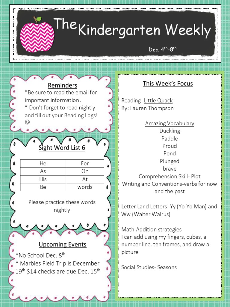 Weekly Newlsetter Dec 4th | PDF