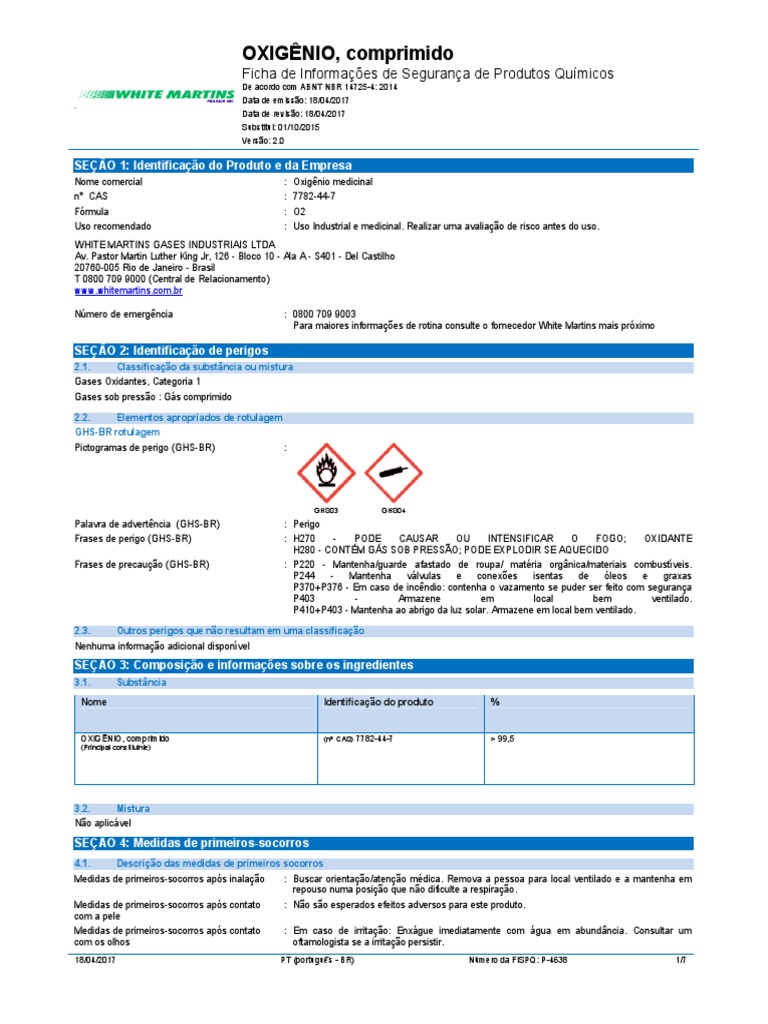 Segurança e propriedades do oxigênio comprimido | PDF | Oxigênio ...