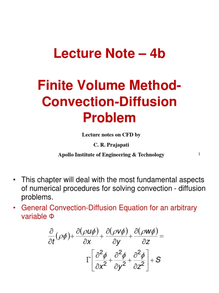 Finite Volume Method for Convection-Diffusion | PDF | Diffusion ...