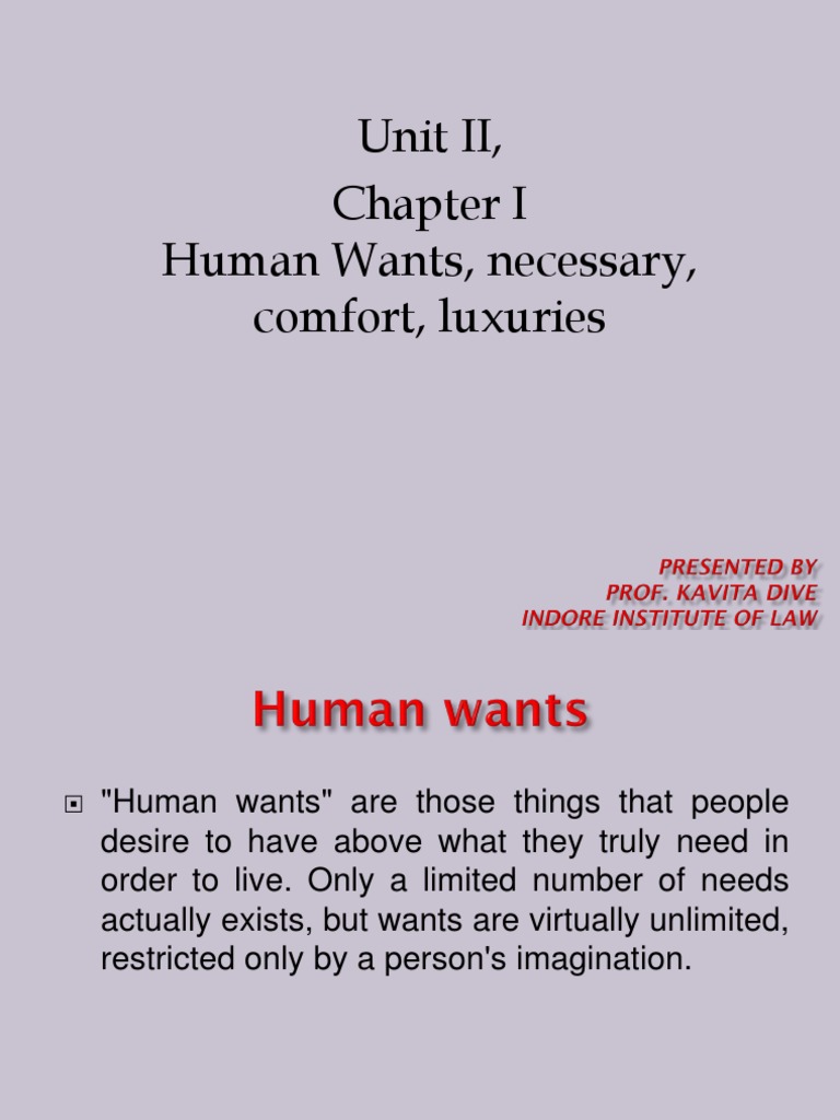9 Unit II Human Wants | PDF | Utility | Commodity
