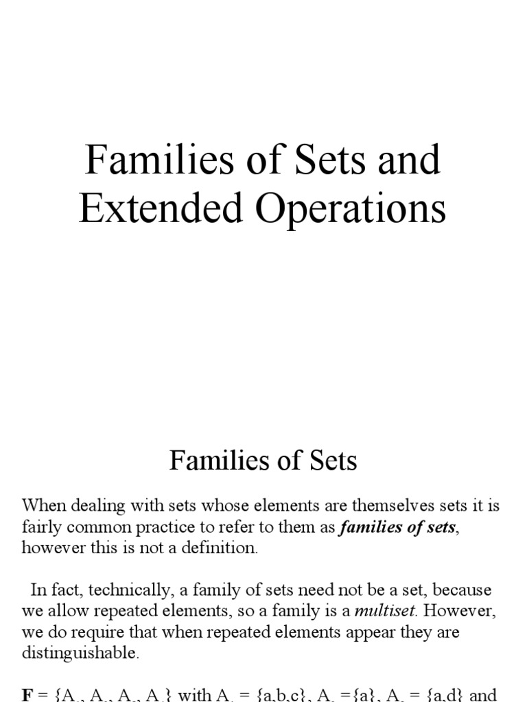 Families of Sets and Extended Operations | Download Free PDF | Abstract ...
