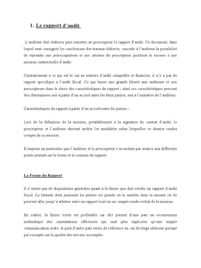 Rapport d'Audit : Structure et Recommandations | PDF | Audit | Comptabilité